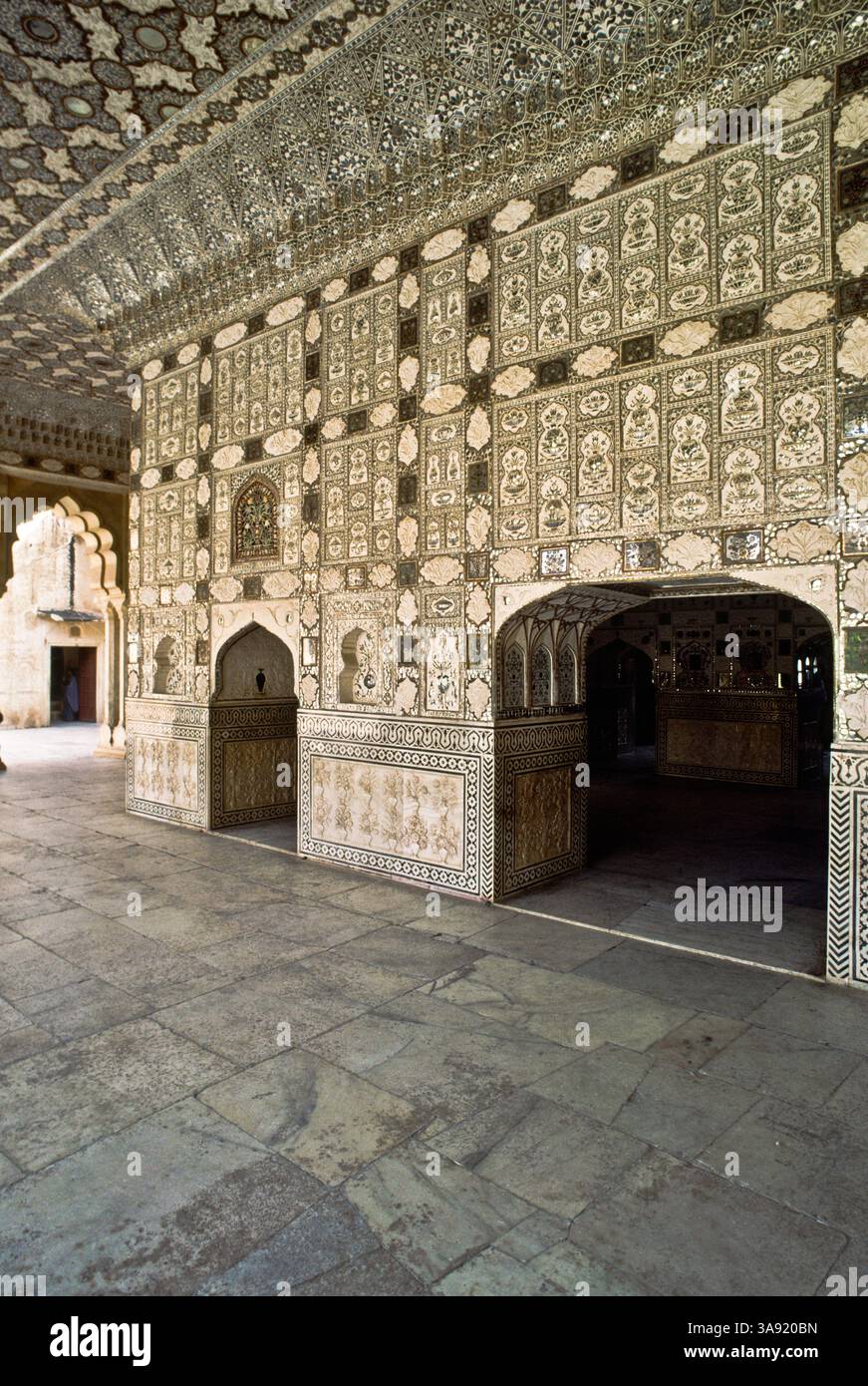 Hall of Mirrors in Amber Fort (Amber Palace) was built in 1592 of red ...