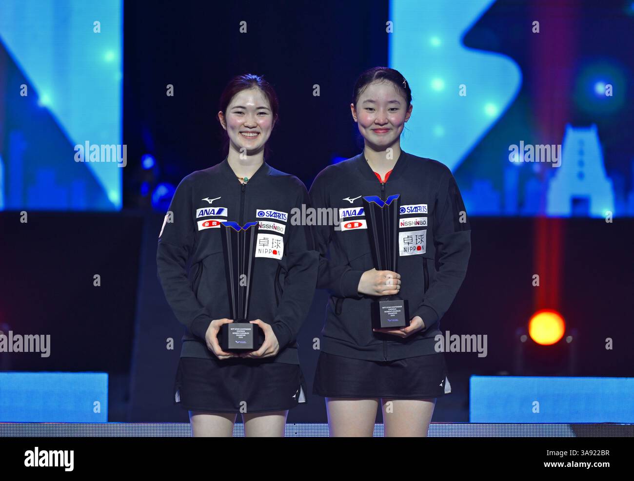 Chennai, India. 29th March, 2025. Japan pair Miwa Harimoto and Miyuu ...