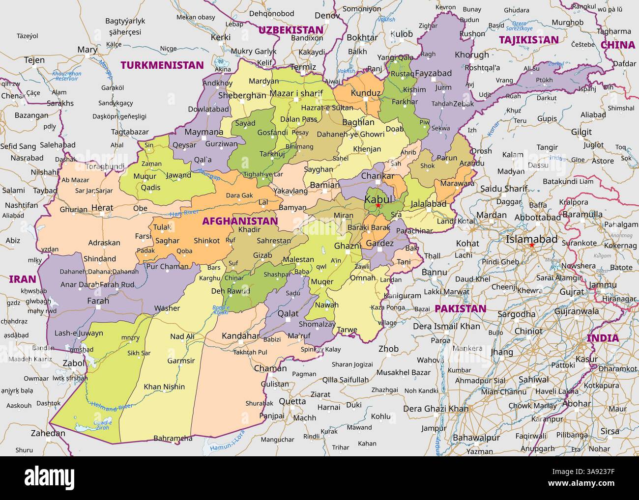 Detailed physical map of Afghanistan Stock Vector Image & Art - Alamy