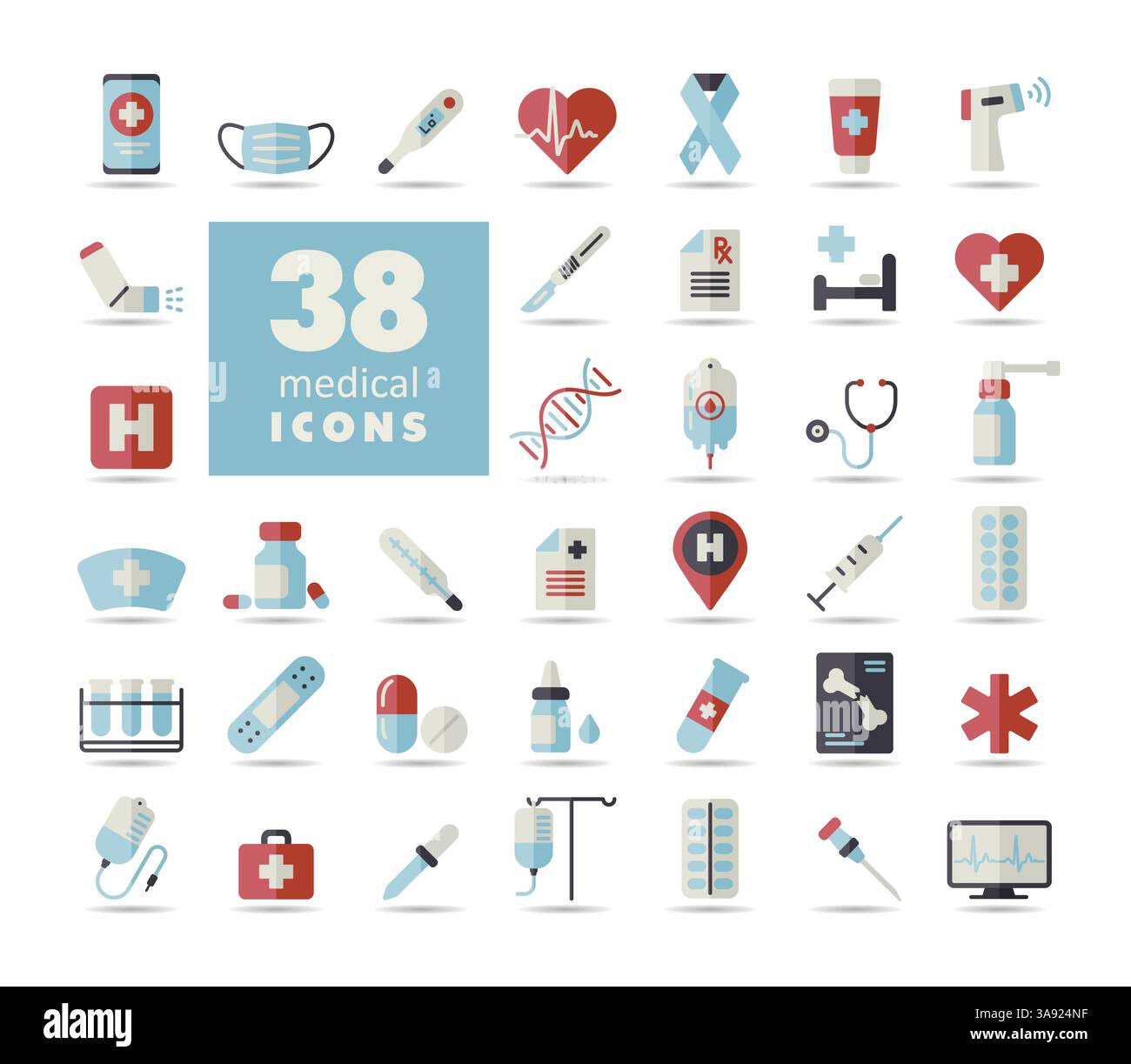 Medical vector isolated icons set. Medicine and healthcare, medical ...