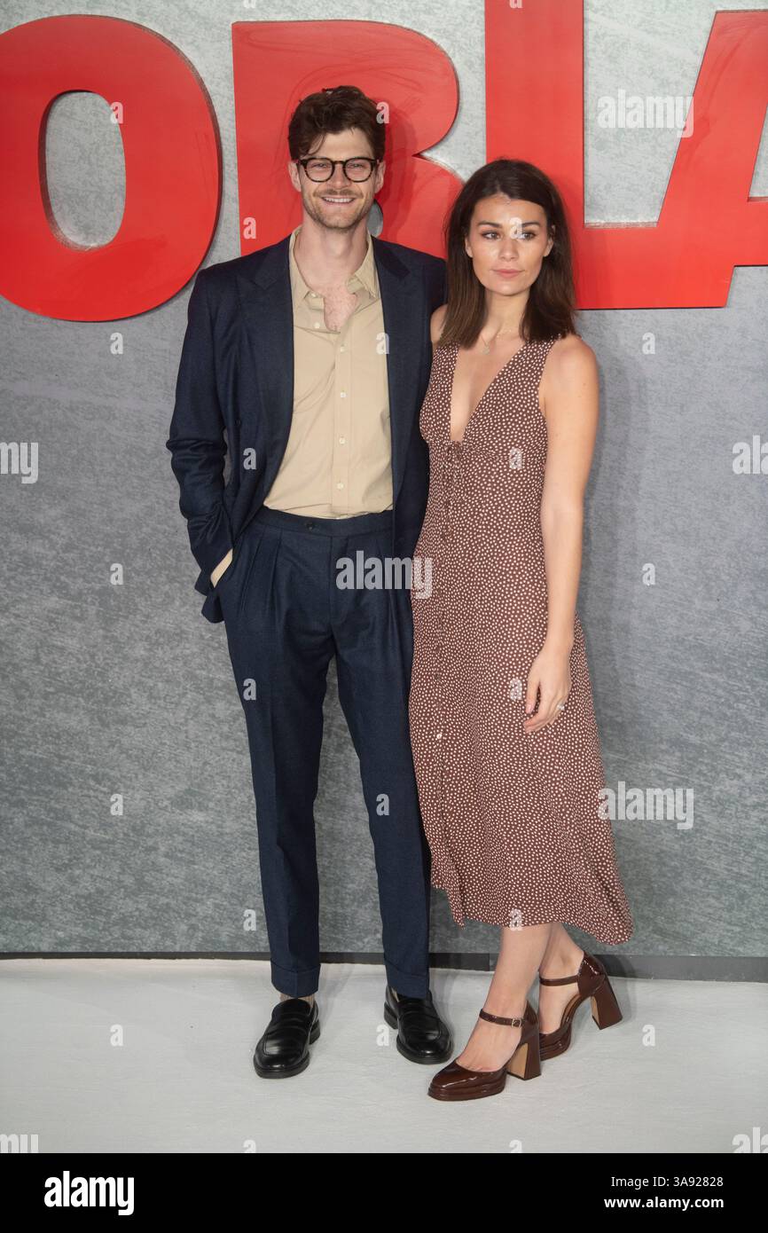 Jim Chapman and Sarah Tarletonre attending the UK premiere of MobLand ...