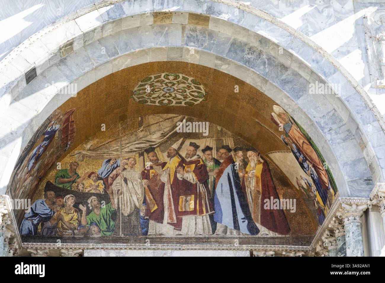 St Mark's Basilica, lunette mosaic, The body of St Mark is greeted in ...