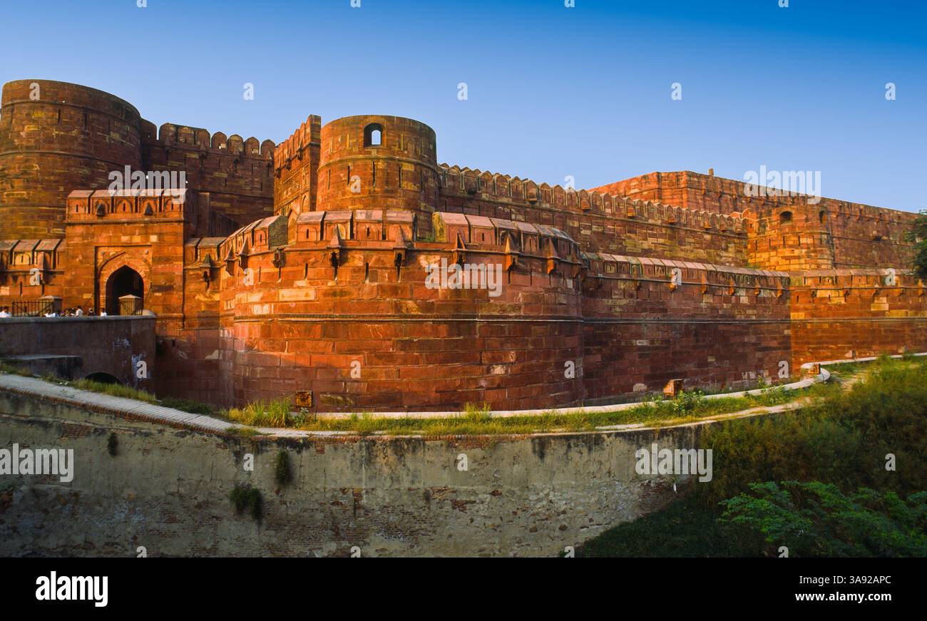 Agra Red Fort, built about 1565 of red sandstone, now a UNECSO World ...