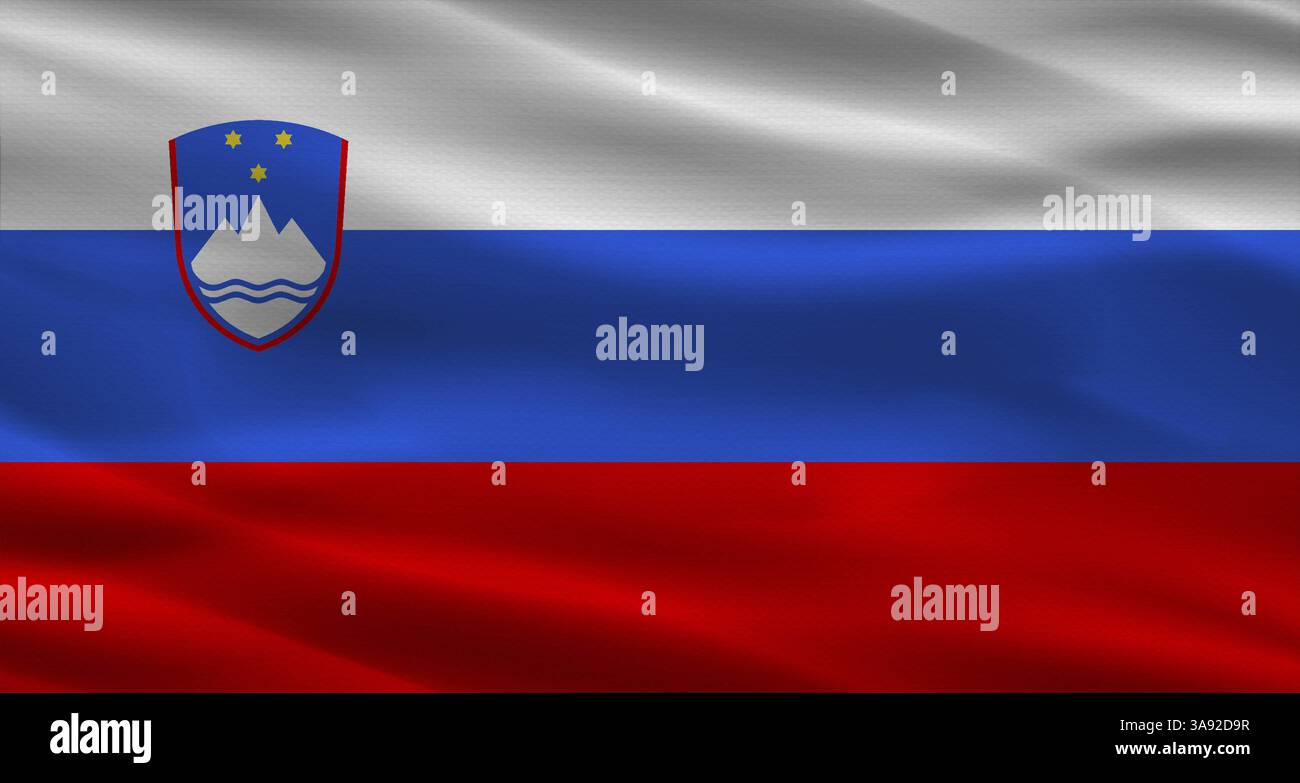 Slovenian Flag with Fabric Texture. Realistic Flag of Slovenia Waving ...
