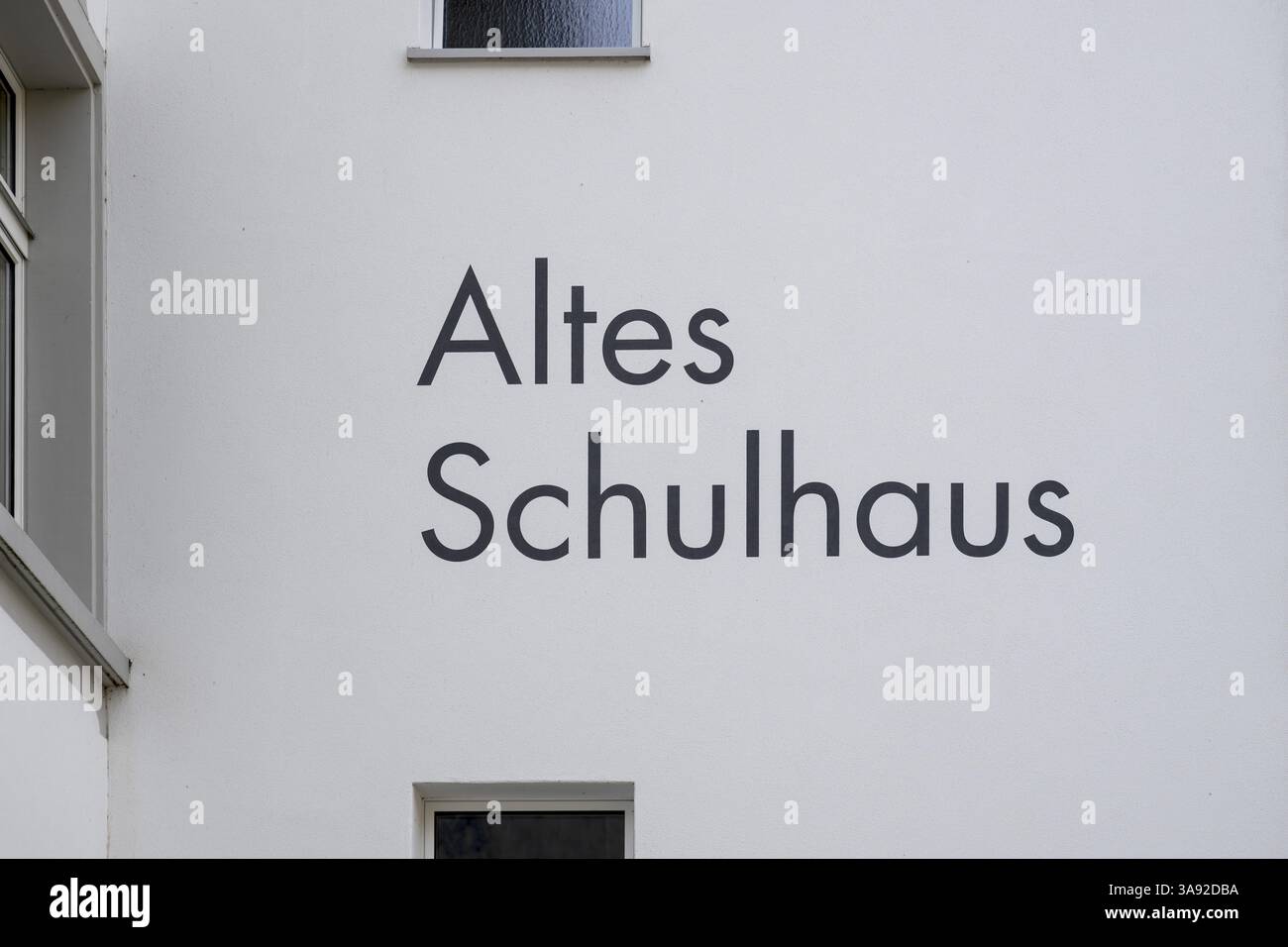 Old school building lettering Stock Photo - Alamy
