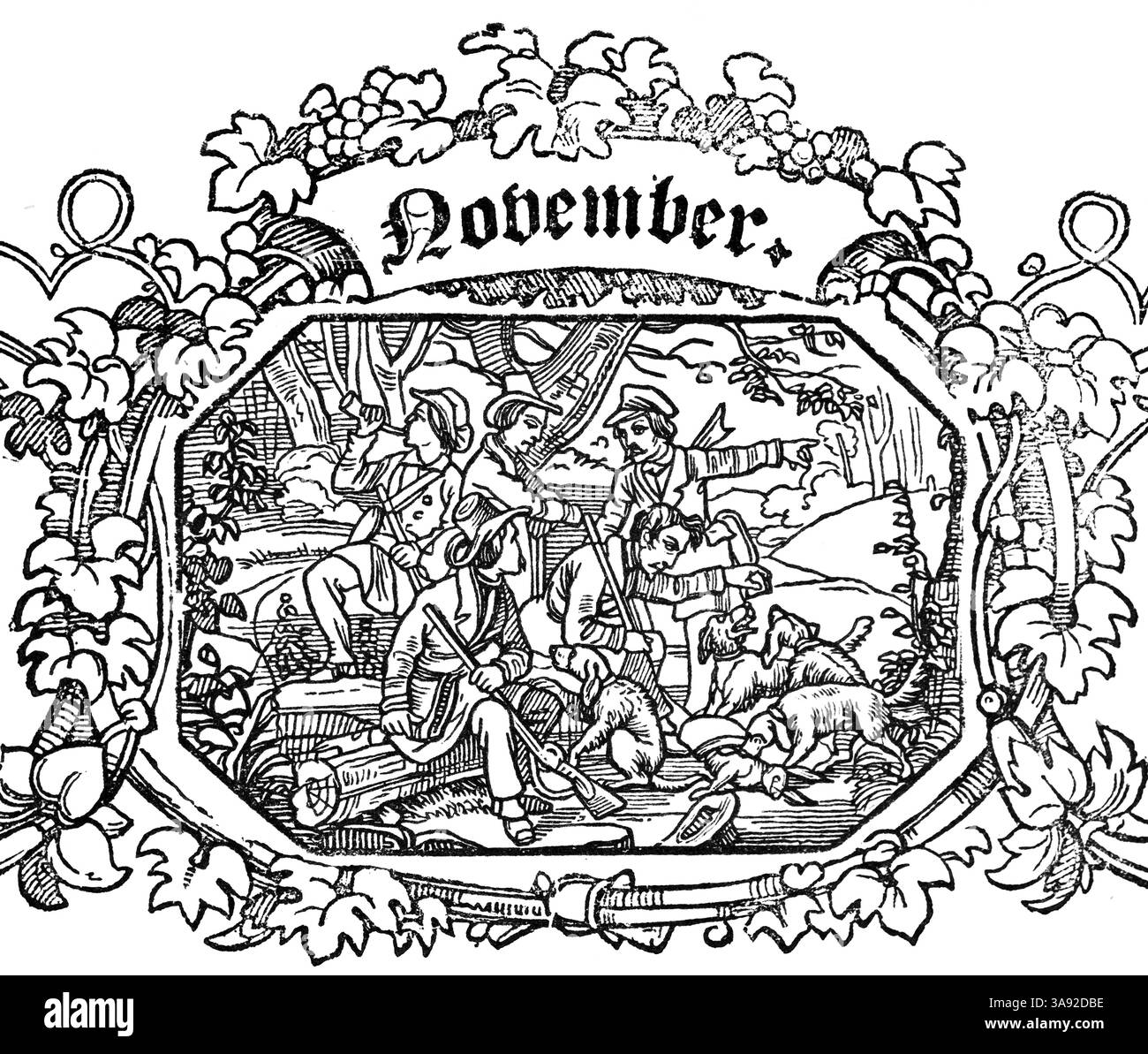 Month of November, Hunters blow for the hunt, Guns, Hunting dogs ...