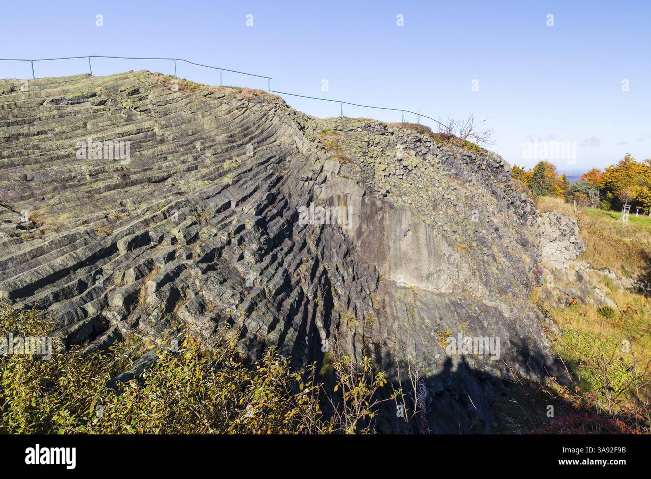 Exposed basalt outcrop from volcanic times, Hirtstein, Marienberg ...