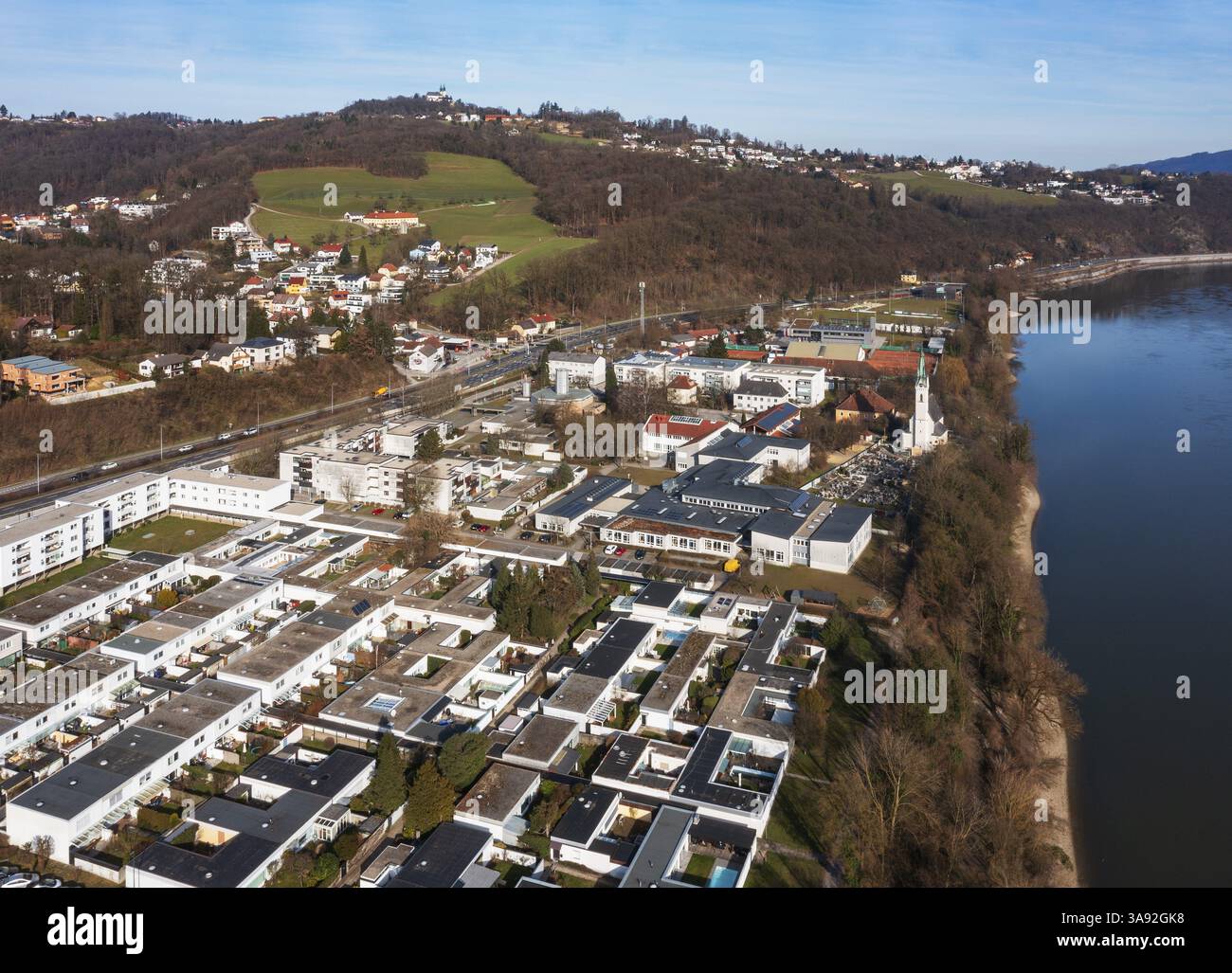 Drone image, housing estate, apartment blocks and high-rise estate ...