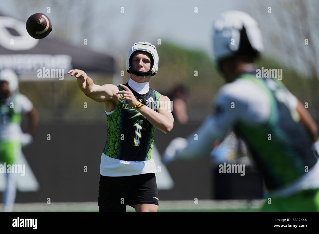 Trillion Boys quarterback Ryan Rakowski throws a pass during an OT7 ...