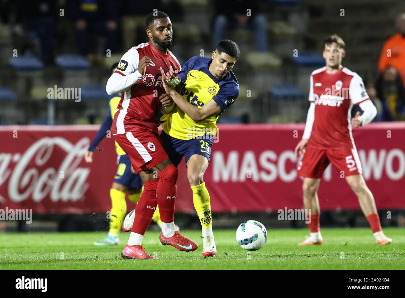 Brussels, Belgium. 29th Mar, 2025. Antwerp's Gyrano Kerk and Union's ...