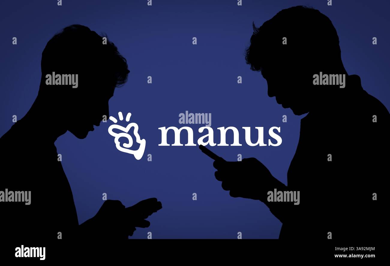 Close up of Manus logo on screen of mobile phone Stock Photo - Alamy