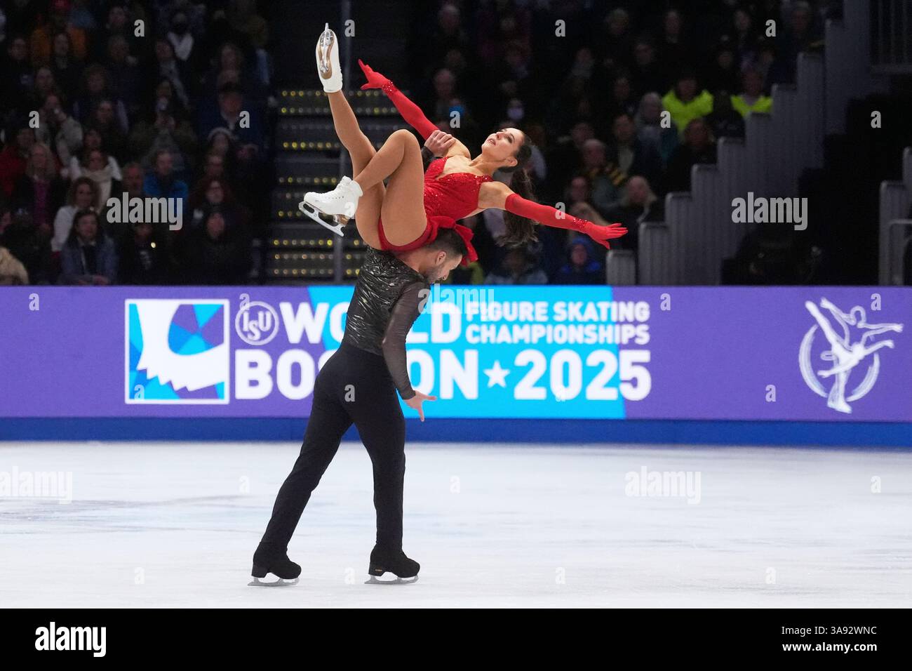 Lilah Fear and Lewis Gibson, of Great Britain, perform during the ice ...
