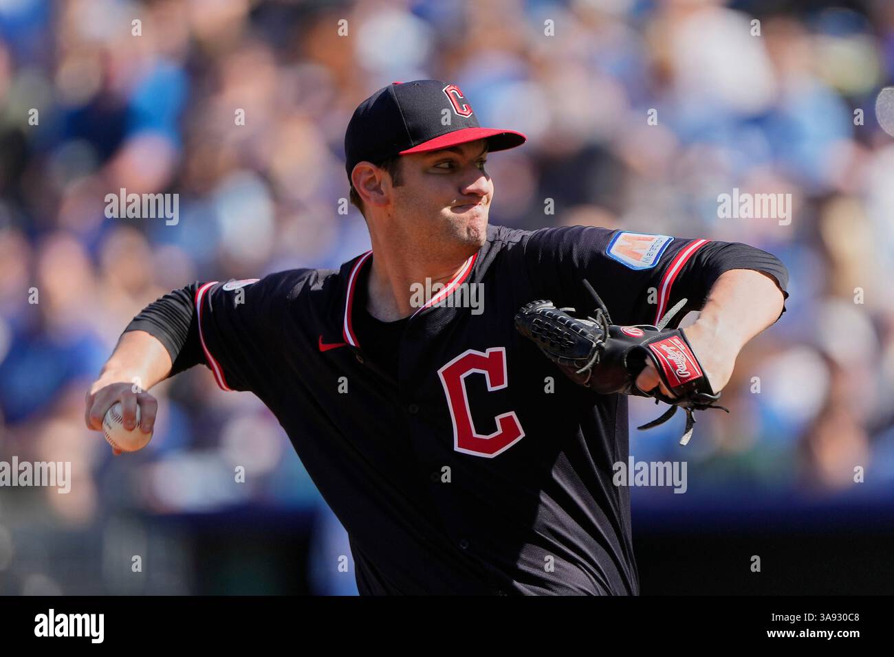 Cleveland Guardians starting pitcher Gavin Williams throws during the ...