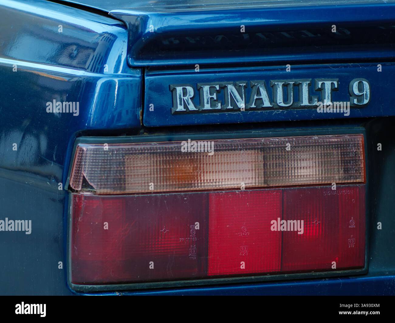 Close-up shot of the Renault 9 Broadway logo and rear light, showcasing ...