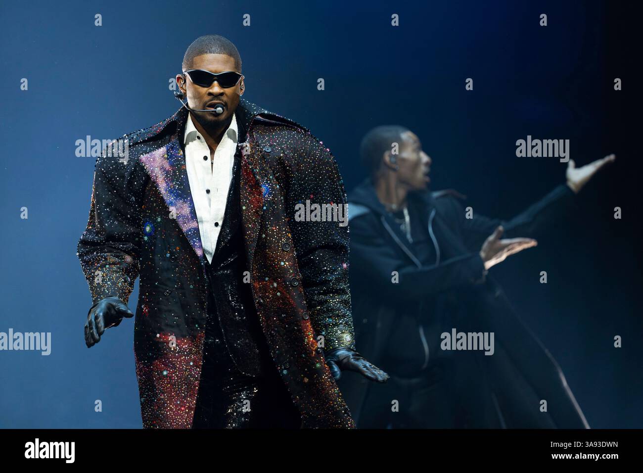 Usher performs on stage at the O2 Arena in London, Saturday, March 29 ...