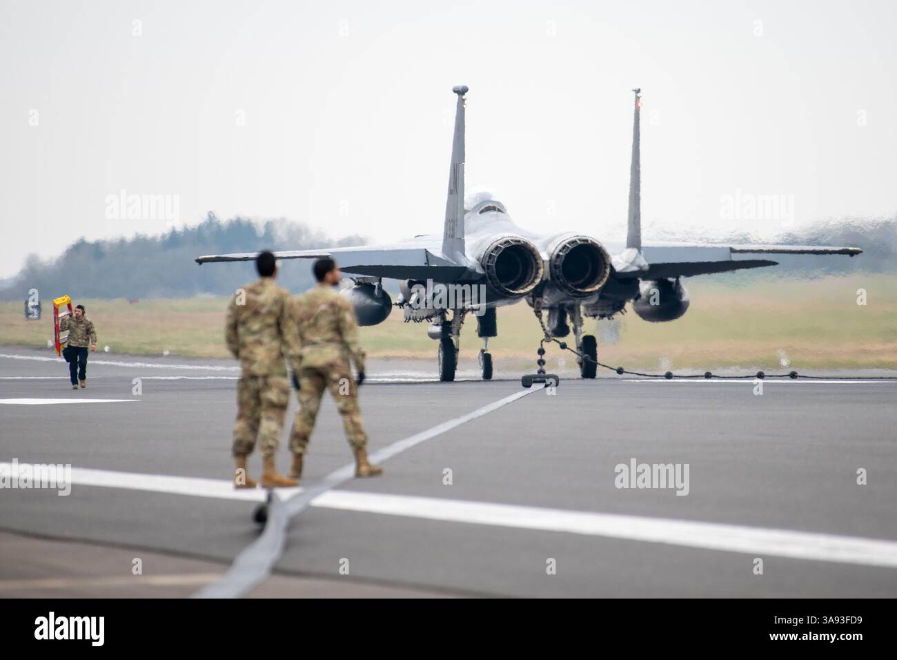 A F-15E Strike Eagle assigned to the 492nd Fighter Squadron tests a ...