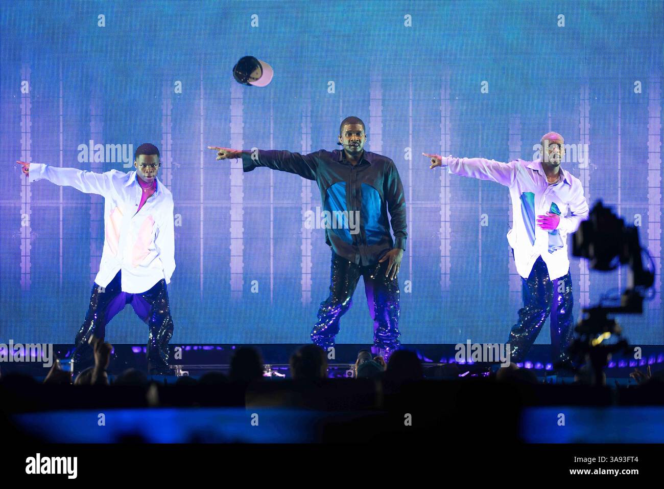 Usher performs on stage at the O2 Arena in London, Saturday, March 29 ...
