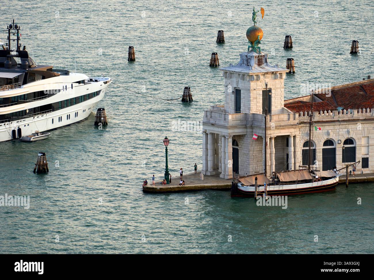 Aerial view the on art museum in one of Venice's old customs buildings ...
