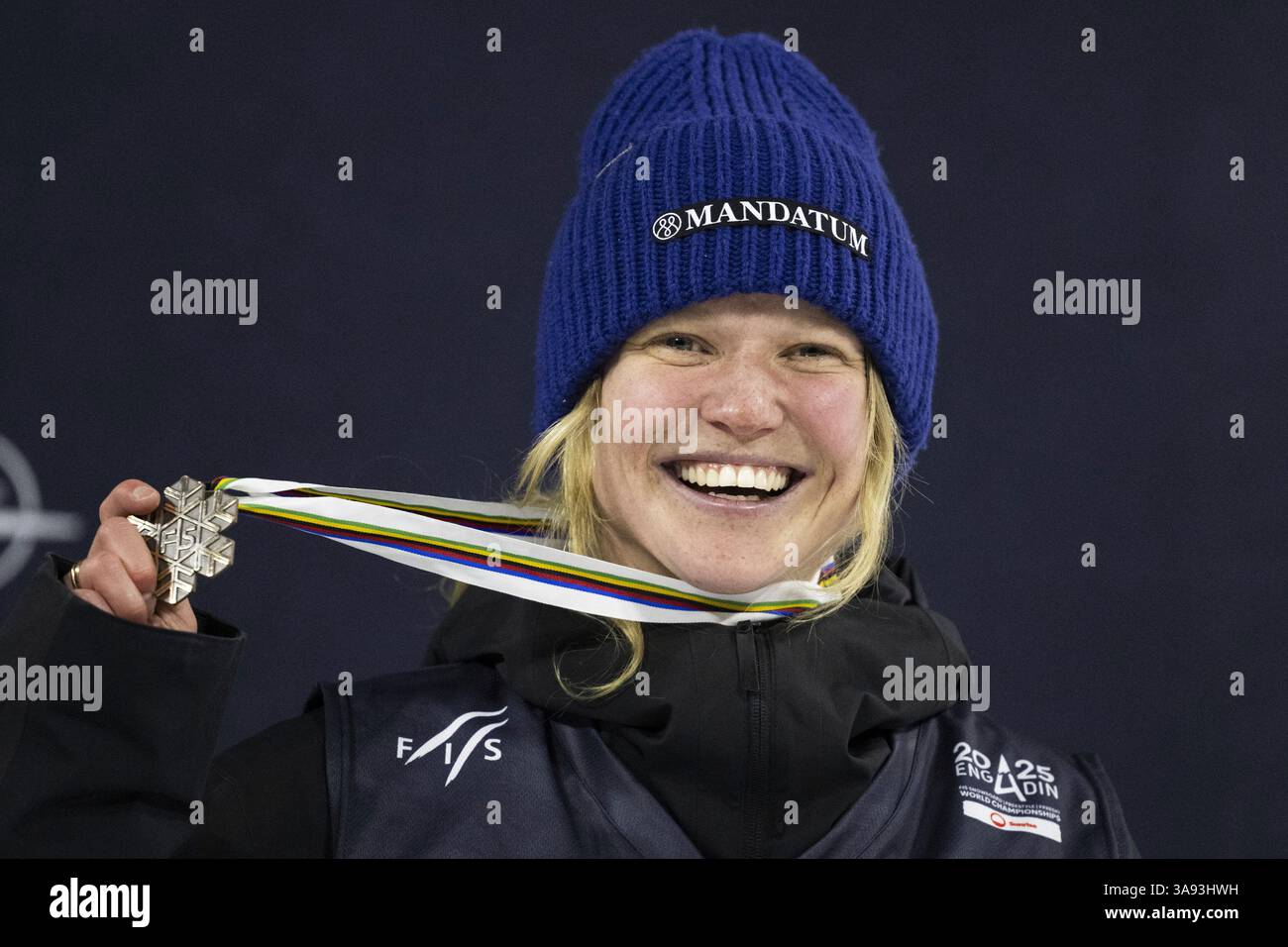 Silver medalist Anni Karava of Finland poses during the Freeski Big Air ...