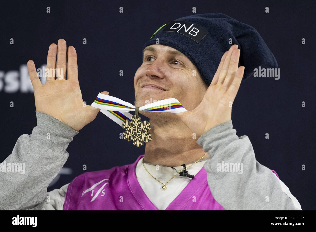 Bronze medalist Birk Ruud of Norway poses after the Freeski Big Air ...