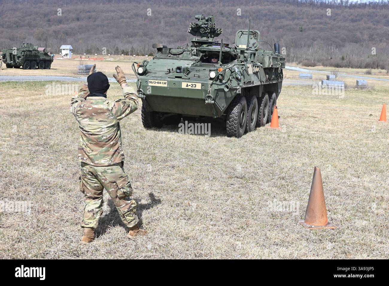 Soldiers from the 56th Stryker Brigade Combat Team conduct training on ...