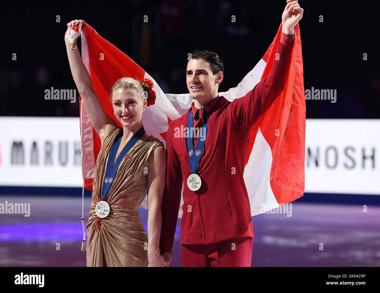 Boston, United States. 29th Mar, 2025. Ice Dance silver medalists Piper ...