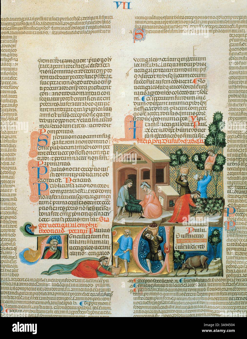 Bolognese illuminator, Farm Works, 1340, 14th Century, illuminated ...