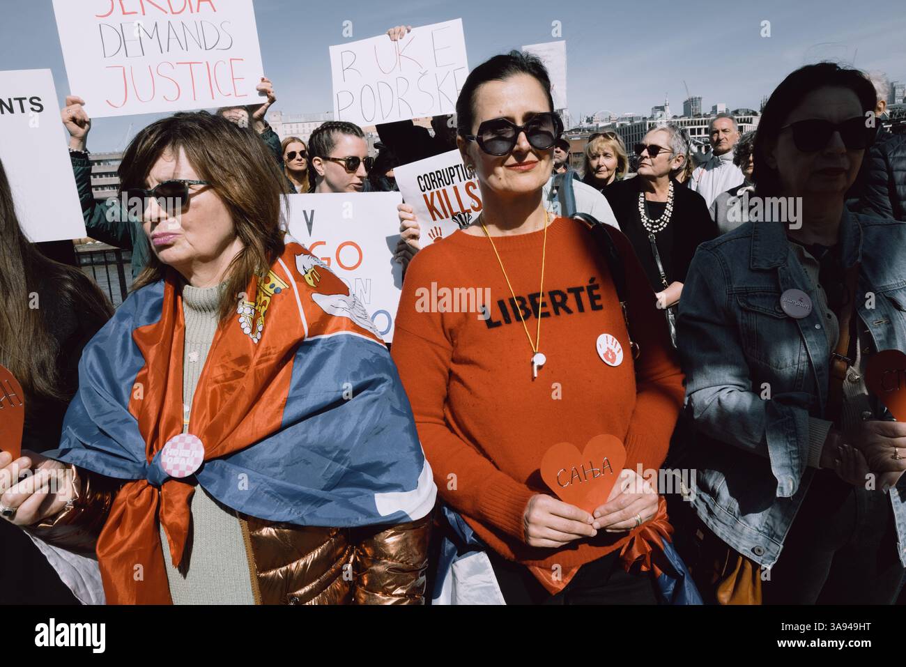 Serbian expatriates and supporters gather outside the Tate Modern in ...