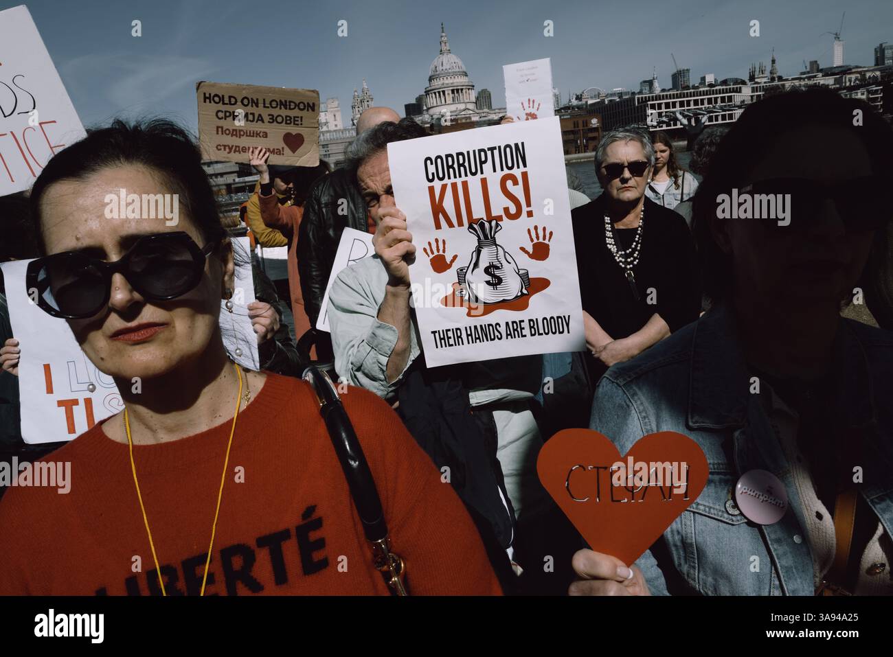 Serbian expatriates and supporters gather outside the Tate Modern in ...