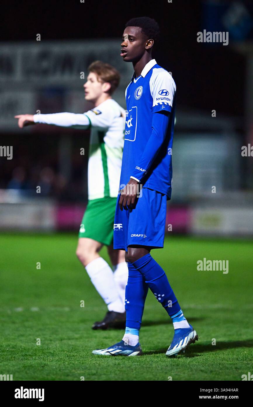 Gent, Belgium. 29th Mar, 2025. Jong Gent's Ali Sylla pictured during a ...