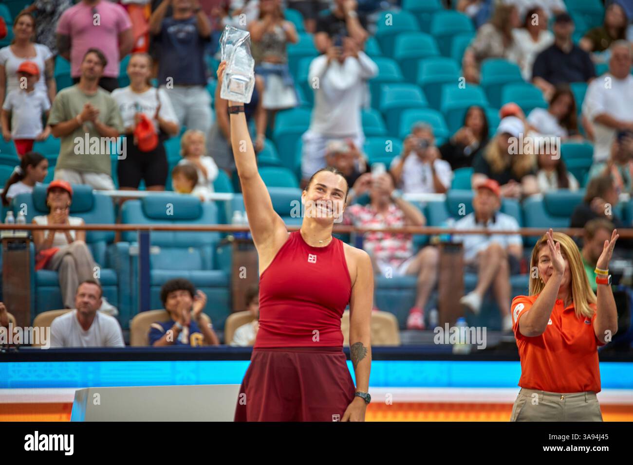 Miami Gardens, FL, USA. 29th March 2025. Arina Sabalenka vs Jessica Pegula (USA) during the ...