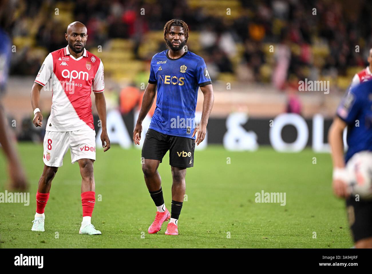 08 Moatasem AL MUSRATI (asm) - 09 Terem MOFFI (ogcn) during the Ligue 1 match between Monaco and ...