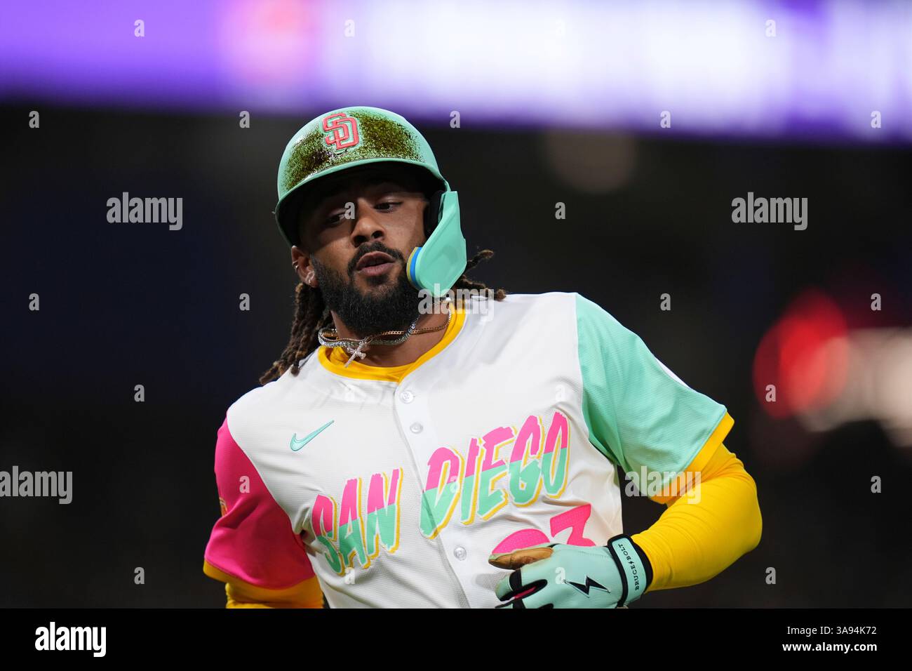 San Diego Padres' Fernando Tatis Jr. batting of a baseball game against ...