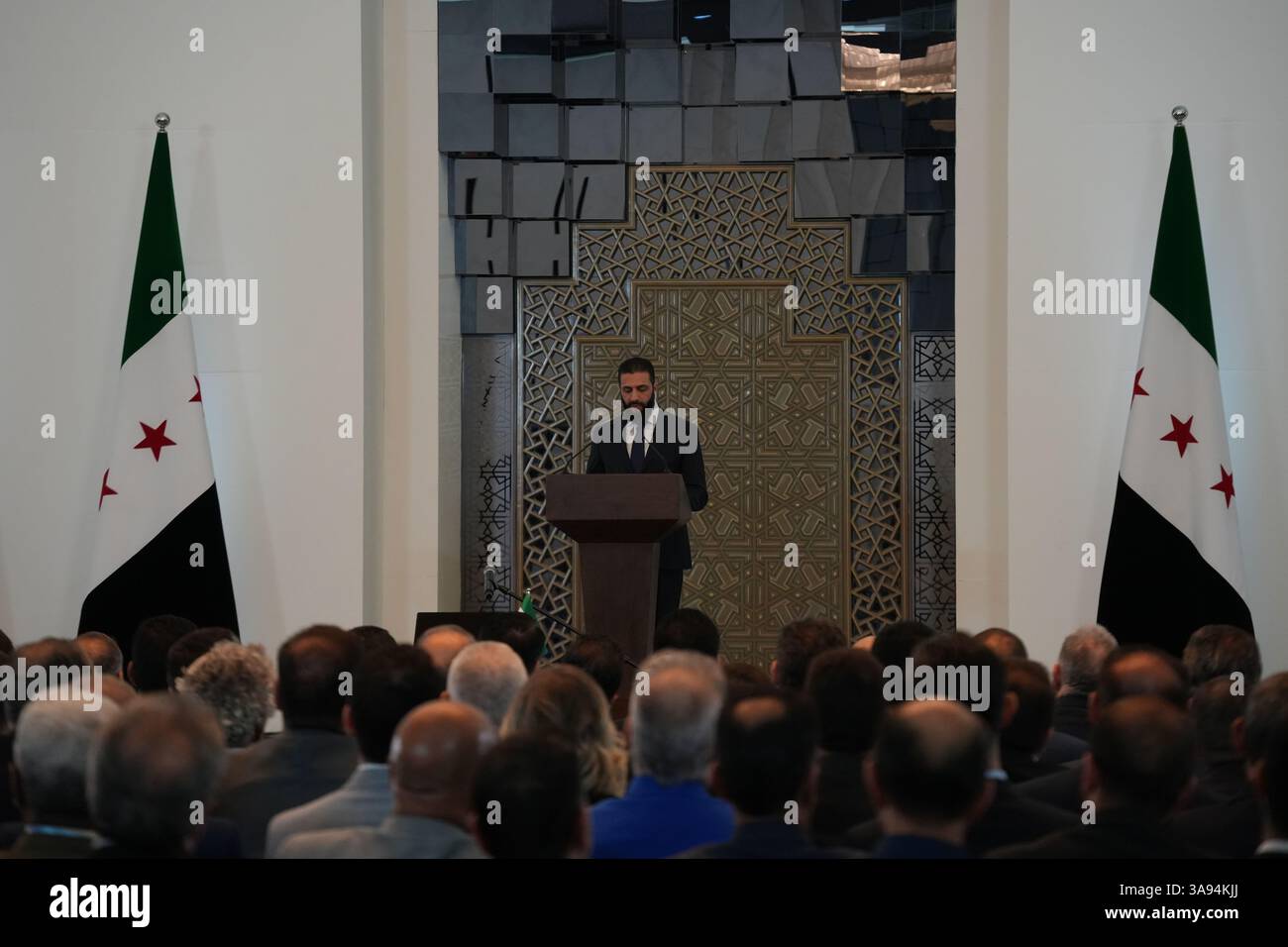 Damascus, Syria. 29th Mar, 2025. Syria's President Ahmed al-Sharaa ...