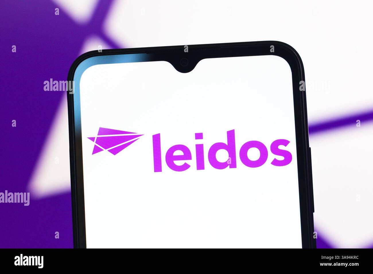 In this photo illustration, the Leidos Holdings logo is seen displayed ...