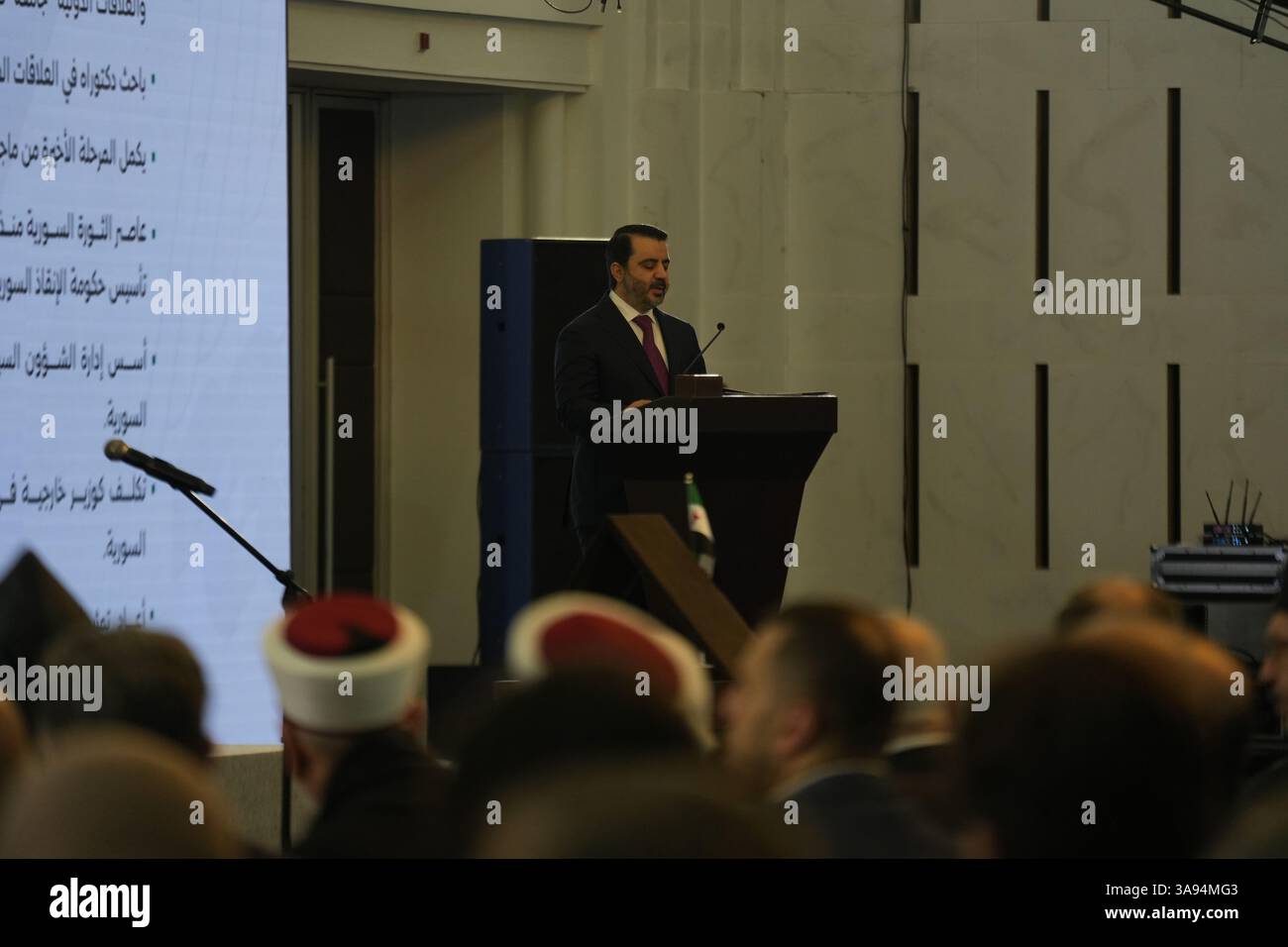 Damascus, Syria. 29th Mar, 2025. The newly appointed Syrian Minister of ...