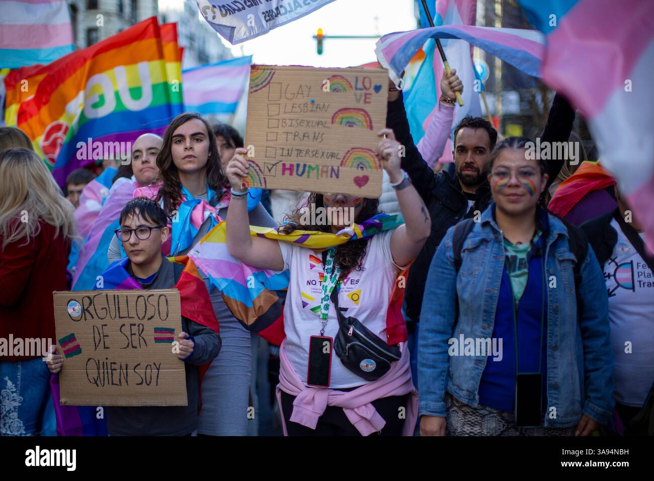 Madrid, Spain. 29th Mar, 2025. Members of the trans community in Madrid ...