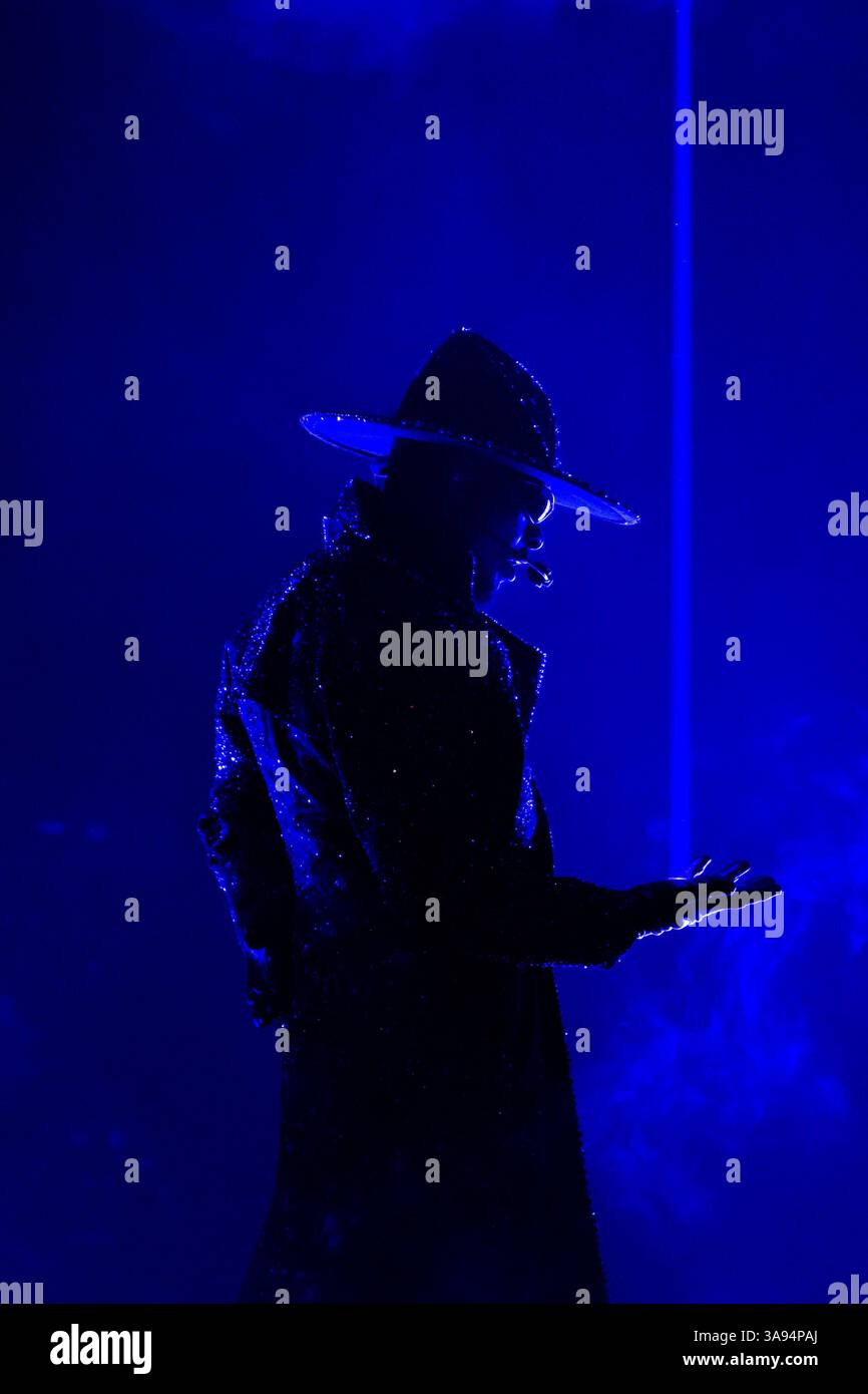 Usher performs on stage at the O2 Arena in London, Saturday, March 29 ...