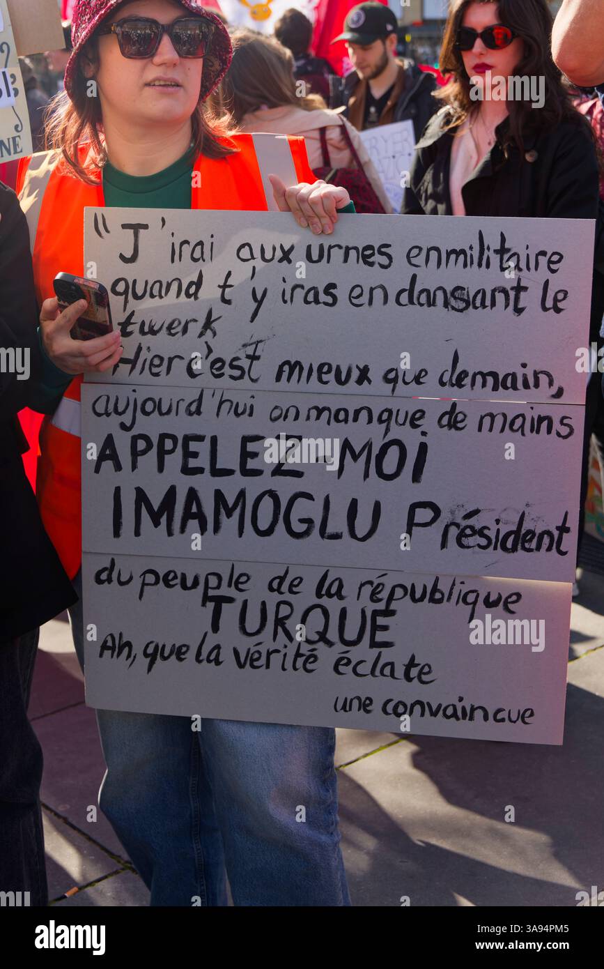 Paris, France. 29th Mar, 2025. Rally against the Recep Tayyip Erdogan ...