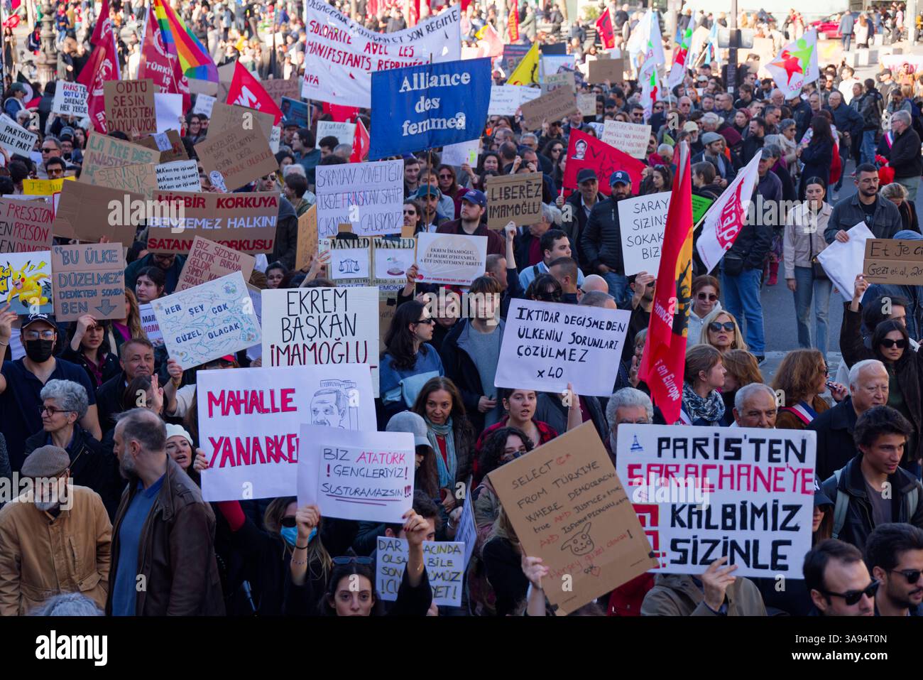 Paris, France. 29th Mar, 2025. Rally against the Recep Tayyip Erdogan ...