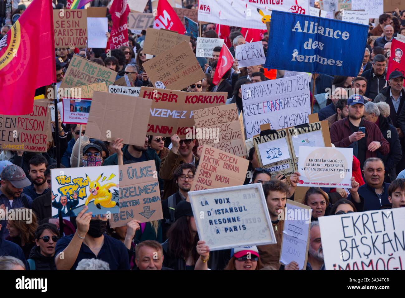 Paris, France. 29th Mar, 2025. Rally against the Recep Tayyip Erdogan ...
