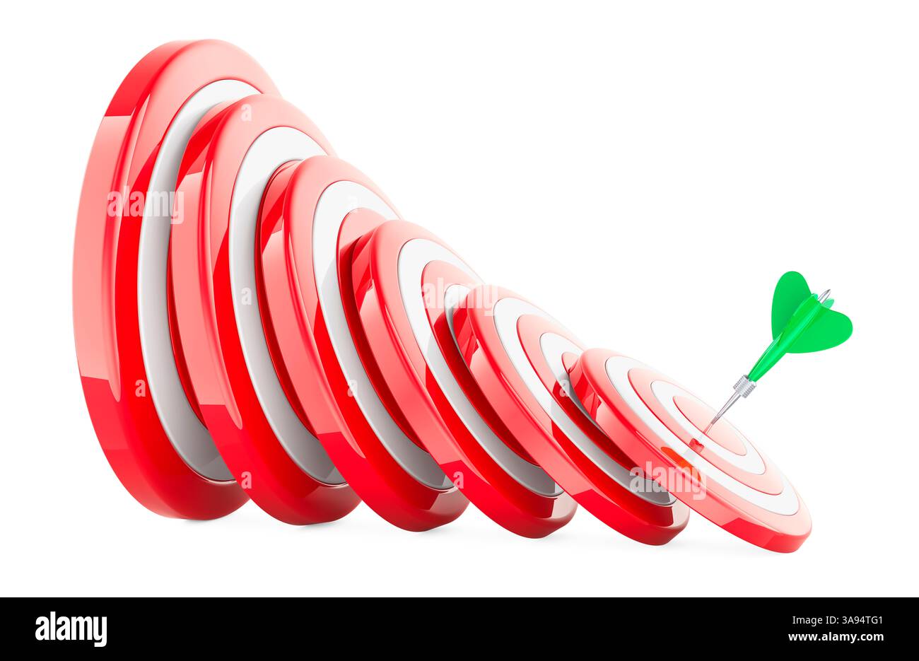 Domino Effect from targets with arrow in bullseye. 3D rendering ...