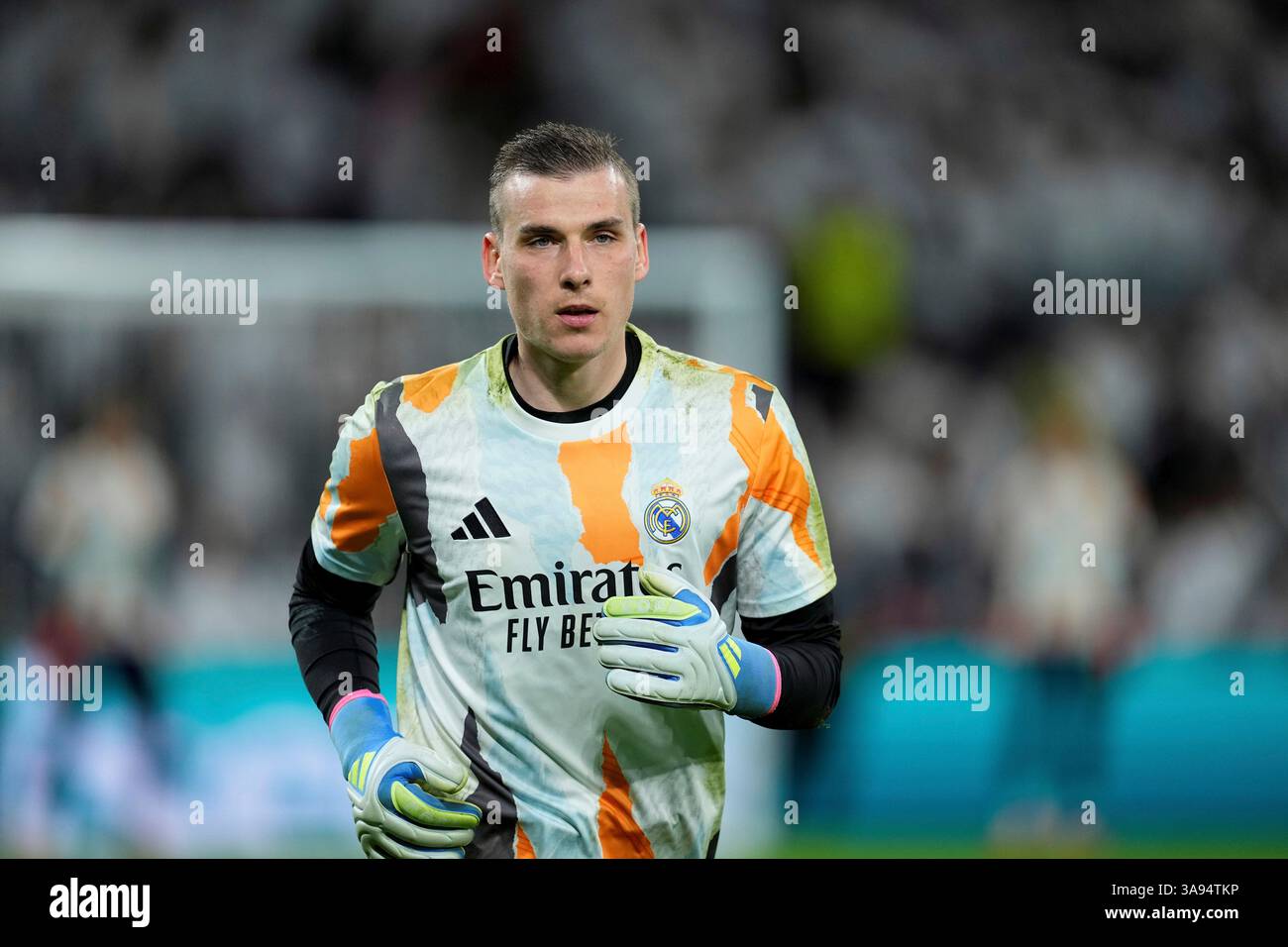 Andriy Lunin of Real Madrid warms up during the Spanish League, LaLiga ...