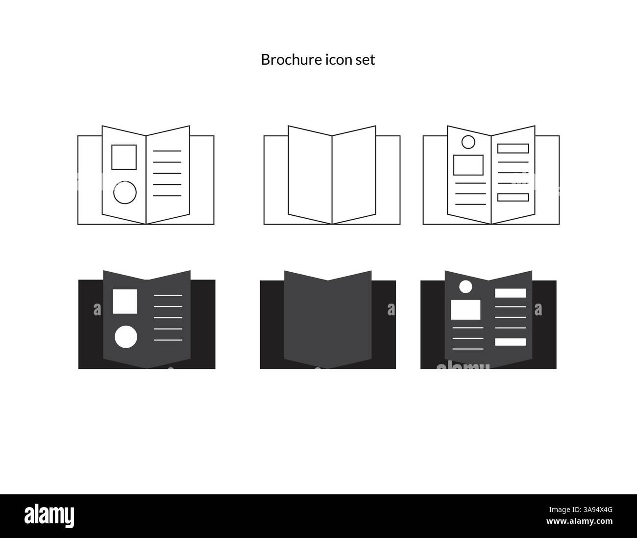 Brochure icons set. Outline set of Brochure vector icons for web design ...
