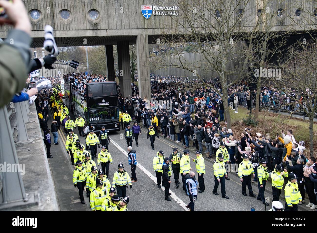 Newcastle, UK. 29th Mar 2025. Open top bus parade as part of Newcastle ...