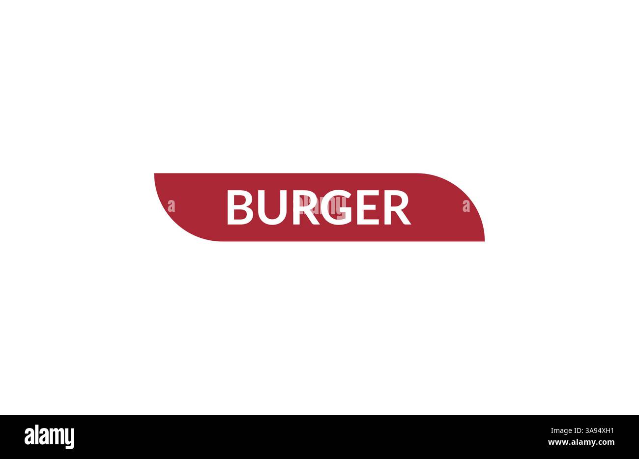 Burger red ribbon label banner. Open available now sign or Burger tag ...