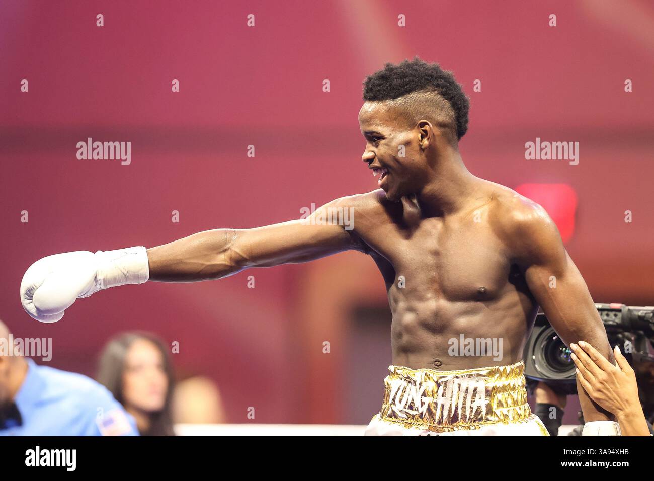 March 29, 2025: Junior Lightweight Dedrick Crocklem celebrates after ...
