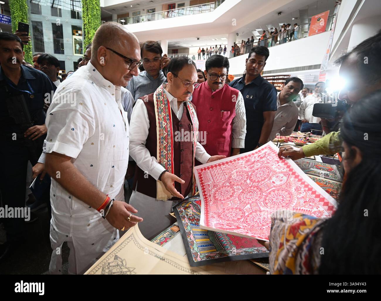 NEW DELHI, INDIA - MARCH 29: BJP National President J.P. Nadda along with Delhi BJP President ...