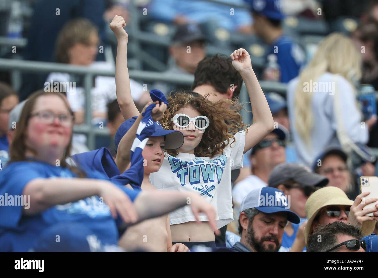 March 29, 2025: A young fan dances during an MLB baseball game between ...