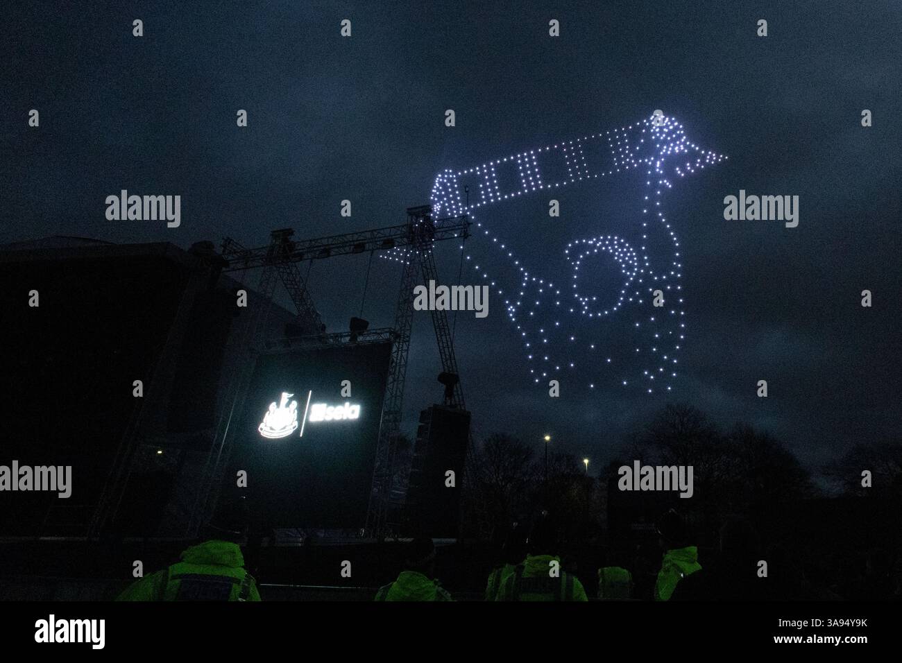 Newcastle, UK. 29th Mar 2025. Drone display at Newcastle United ...